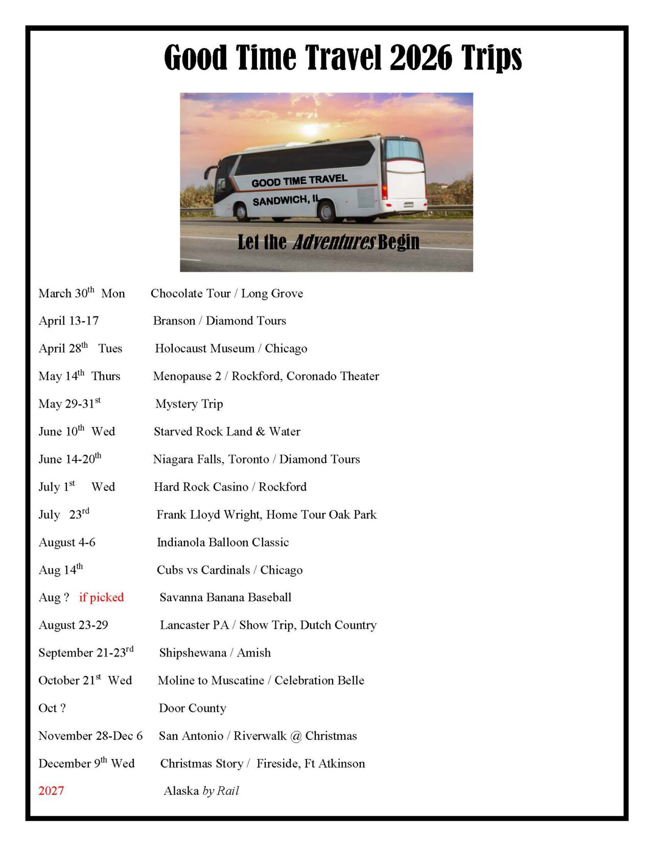 2026 Good Time Travel Trips - Fox Valley Community Services